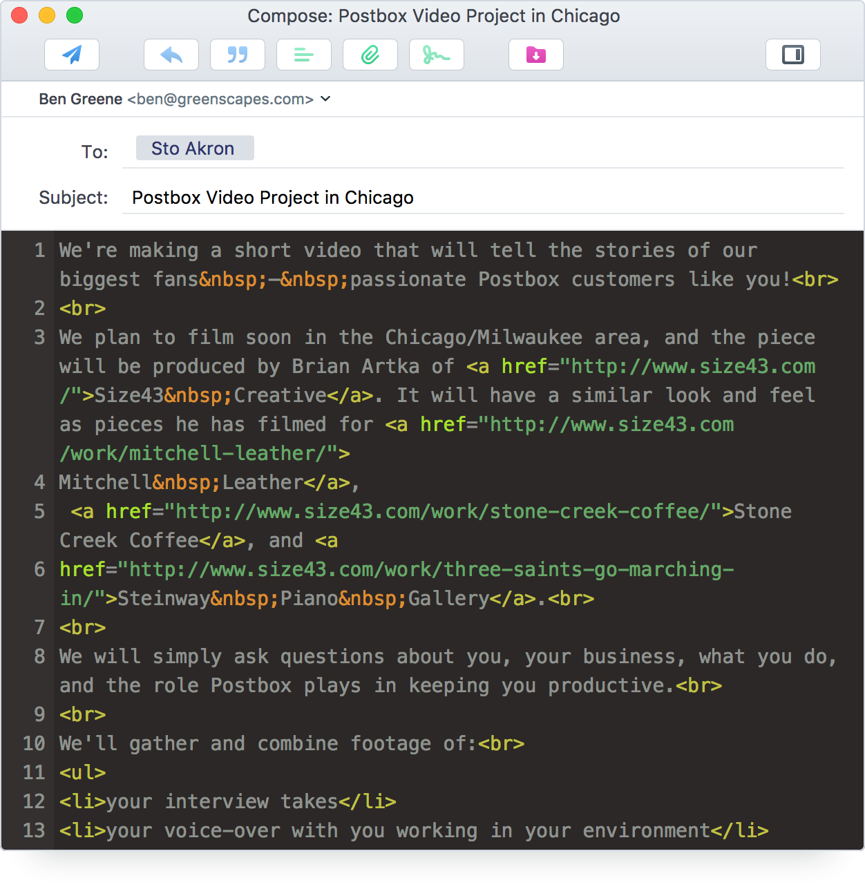 HTML Code Editor for Email - Postbox